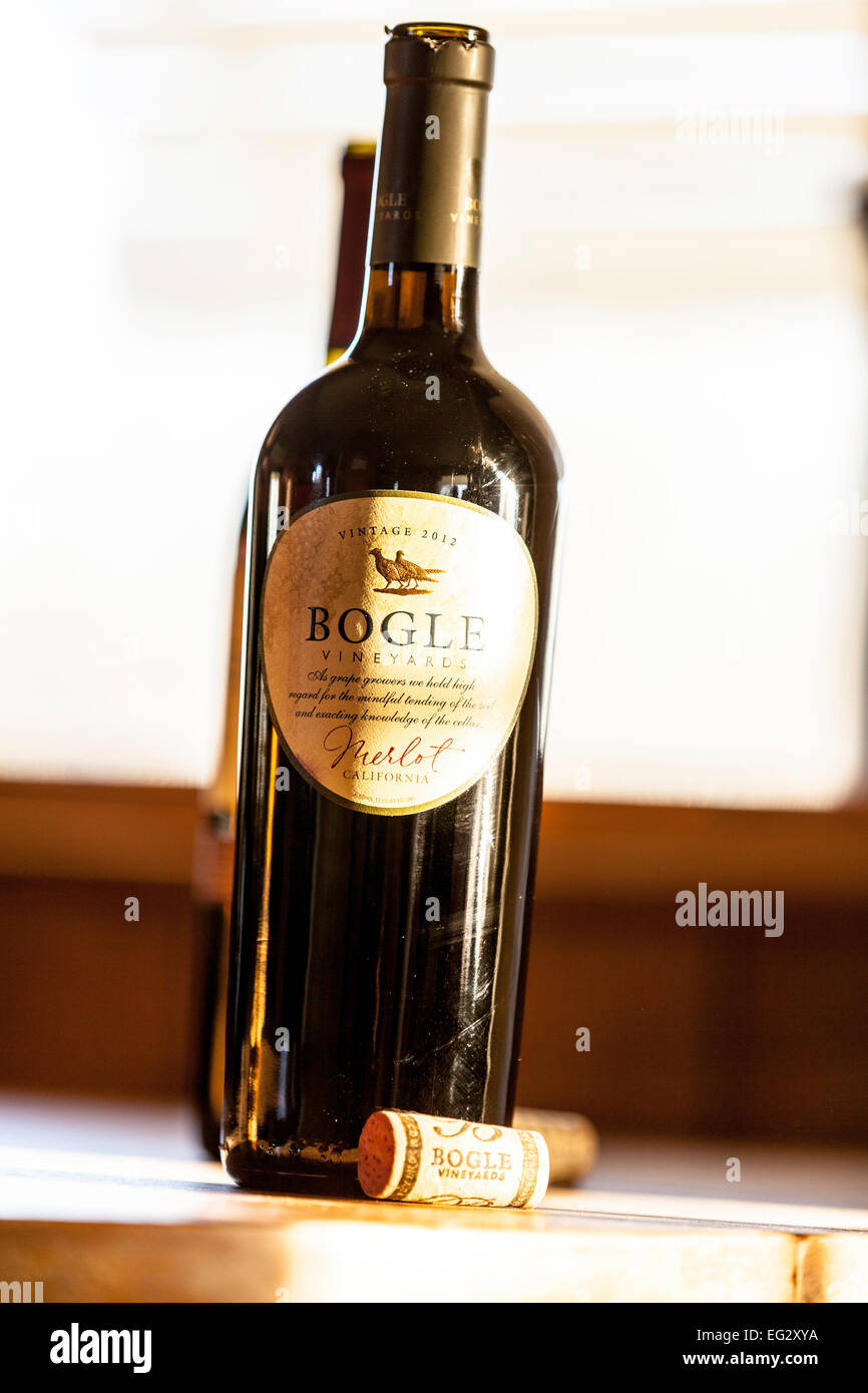 A bottle of Bogle Vineyards Merlot of Clarksburg California Stock Photo ...