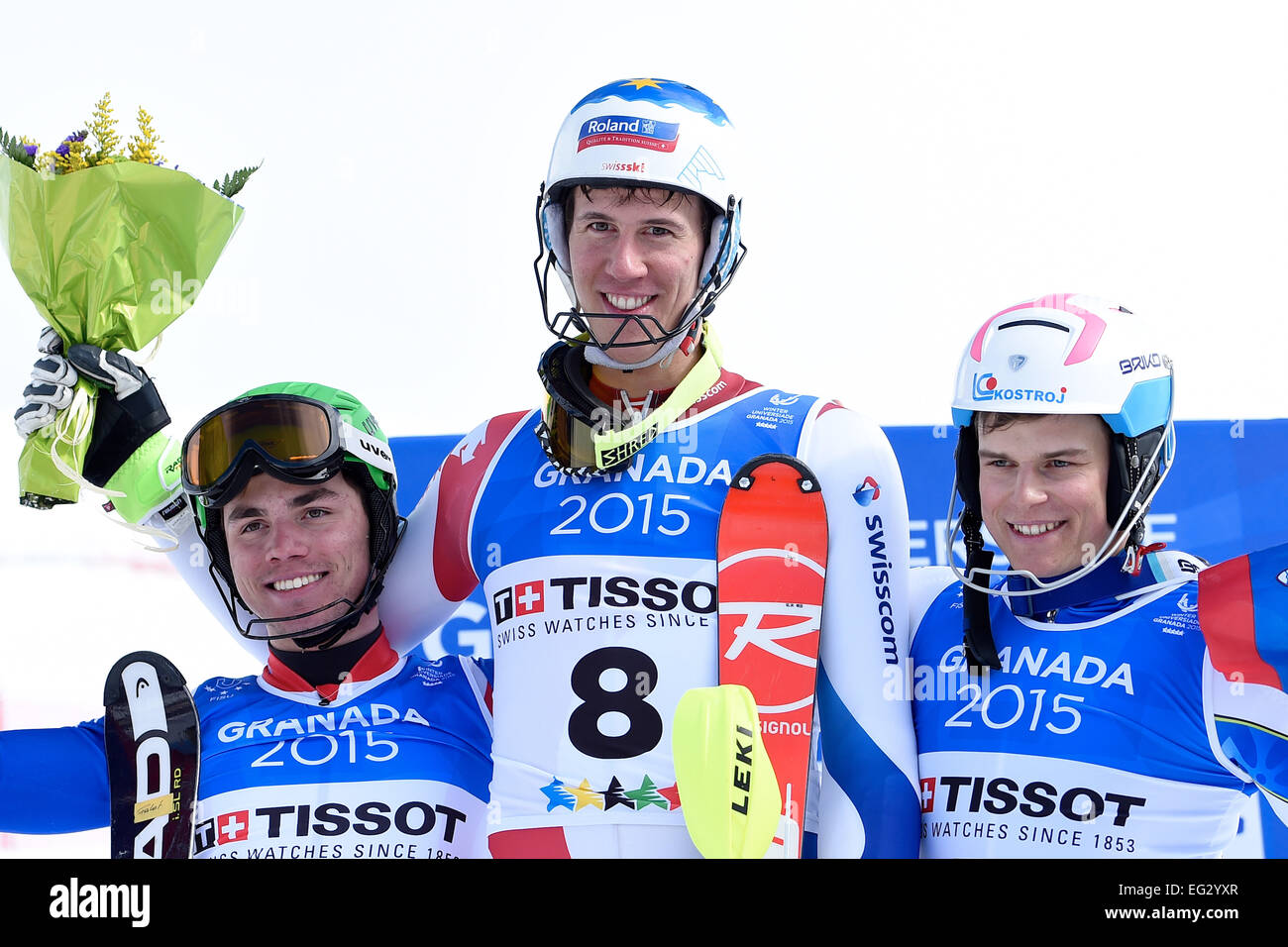 Sierra Nevada, Granada, Spain. 14th Feb, 2015. (L-R) Matej Falat (SVK), Ramon Zenhaeusern (SUI ...