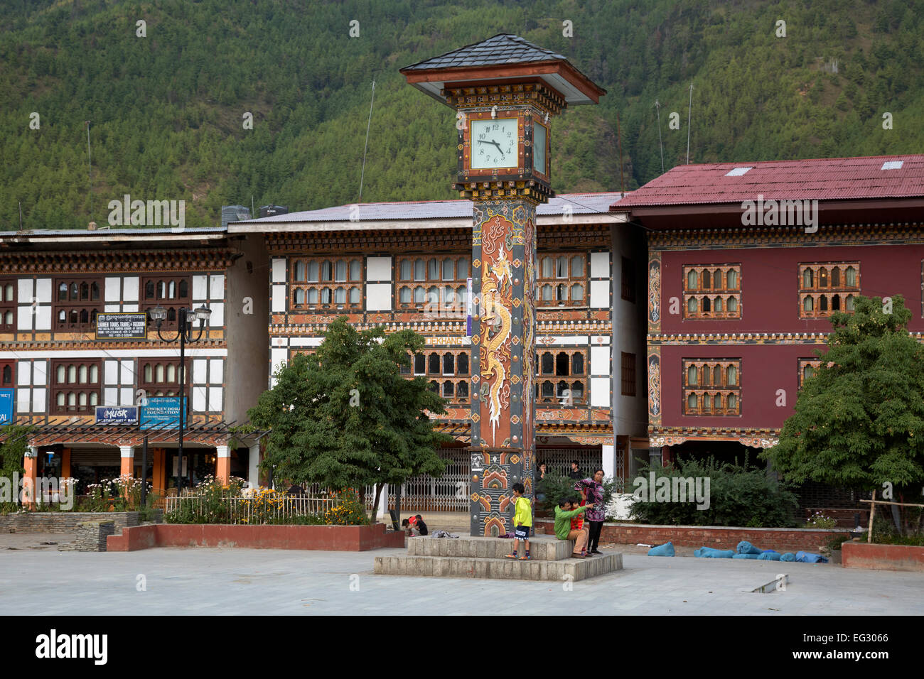 BU00134-00...BHUTAN - Clock Tower Square in downtown Thimphu, the ...