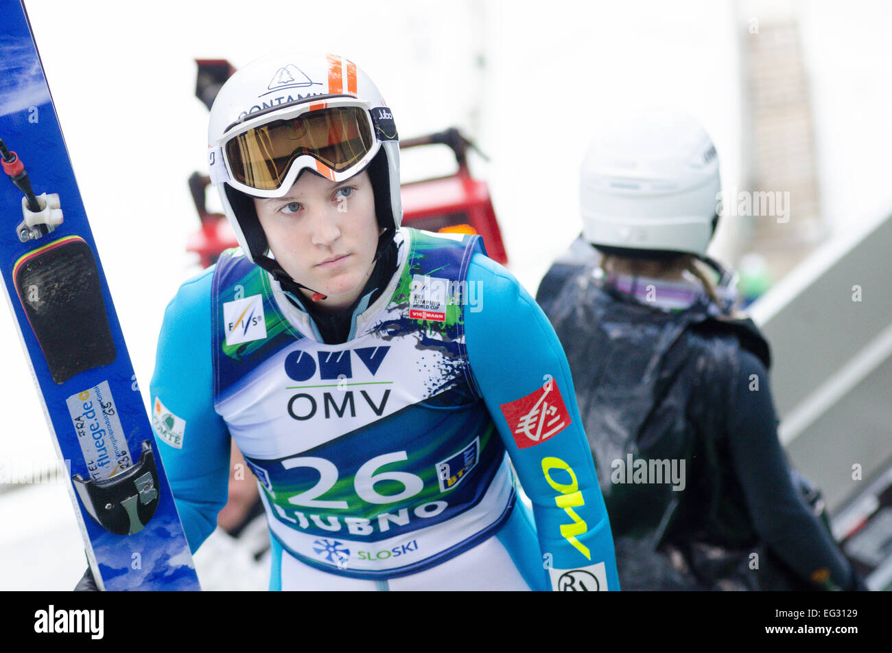 Slovenia. 14th Feb, 2015. Coline Mattel (FRA) at the Ljubno FIS World ...