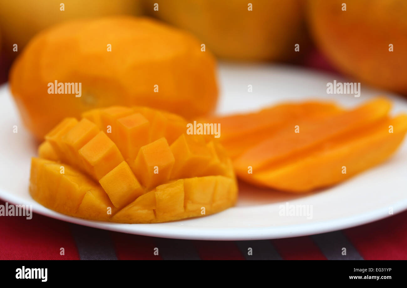 Sliced mango on plate hi-res stock photography and images - Alamy