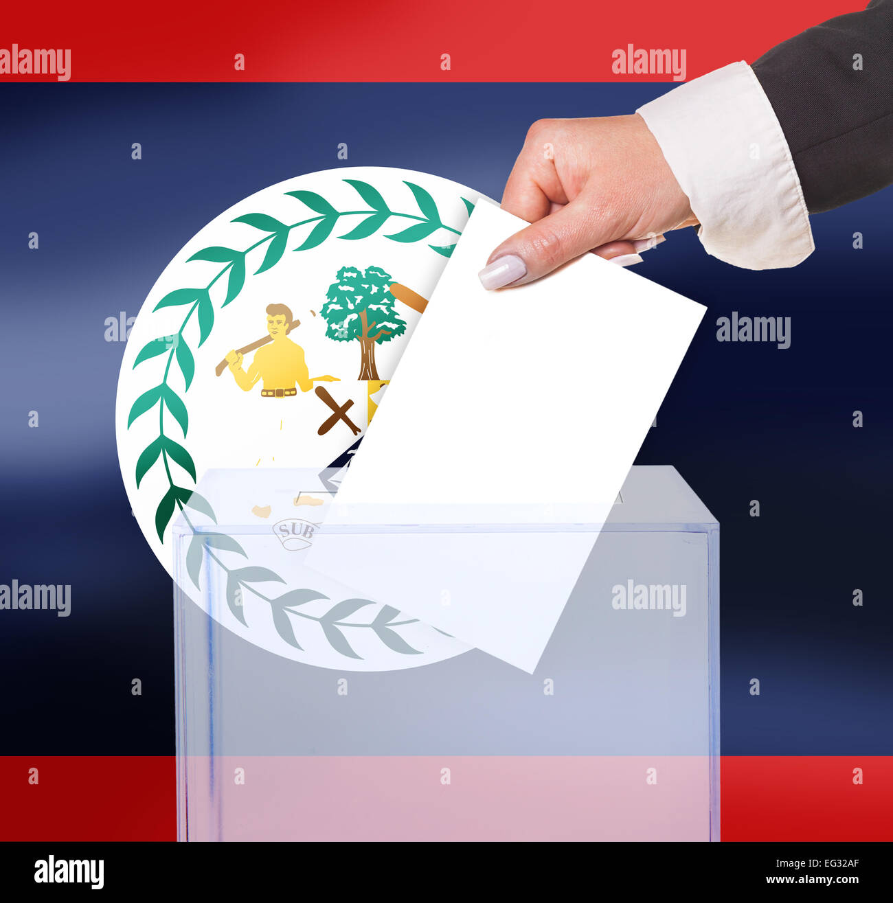 electoral vote by ballot, under the Belize flag Stock Photo - Alamy