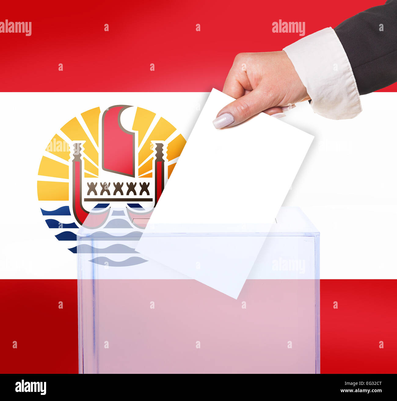 electoral vote by ballot, under the French Polynesia flag Stock Photo ...