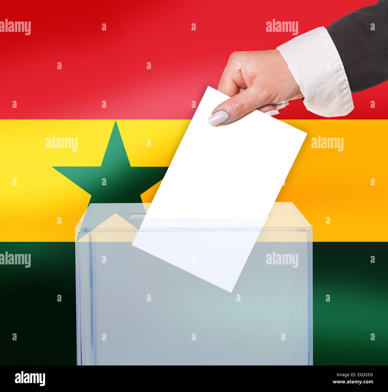 electoral vote by ballot, under the Ghana flag Stock Photo - Alamy