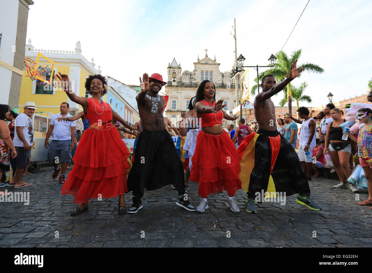 Salvador, Brazil. 14th Feb, 2015. Revellers perform traditional dance ...