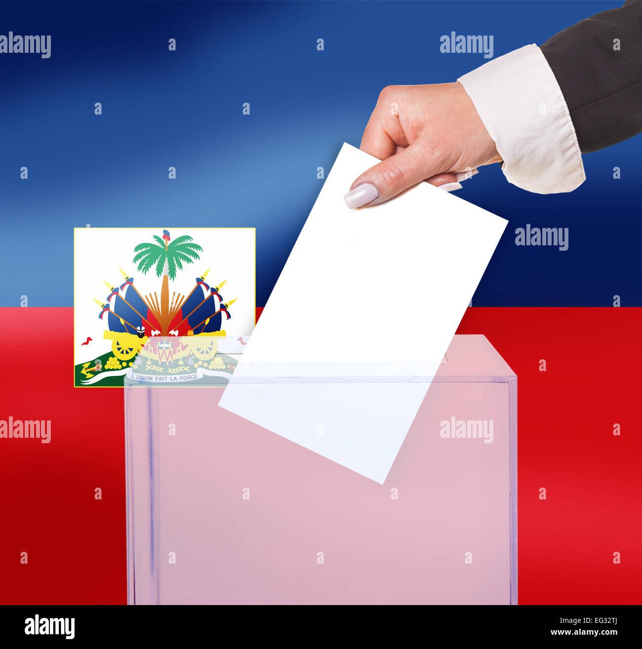 electoral vote by ballot, under the Haiti flag Stock Photo - Alamy