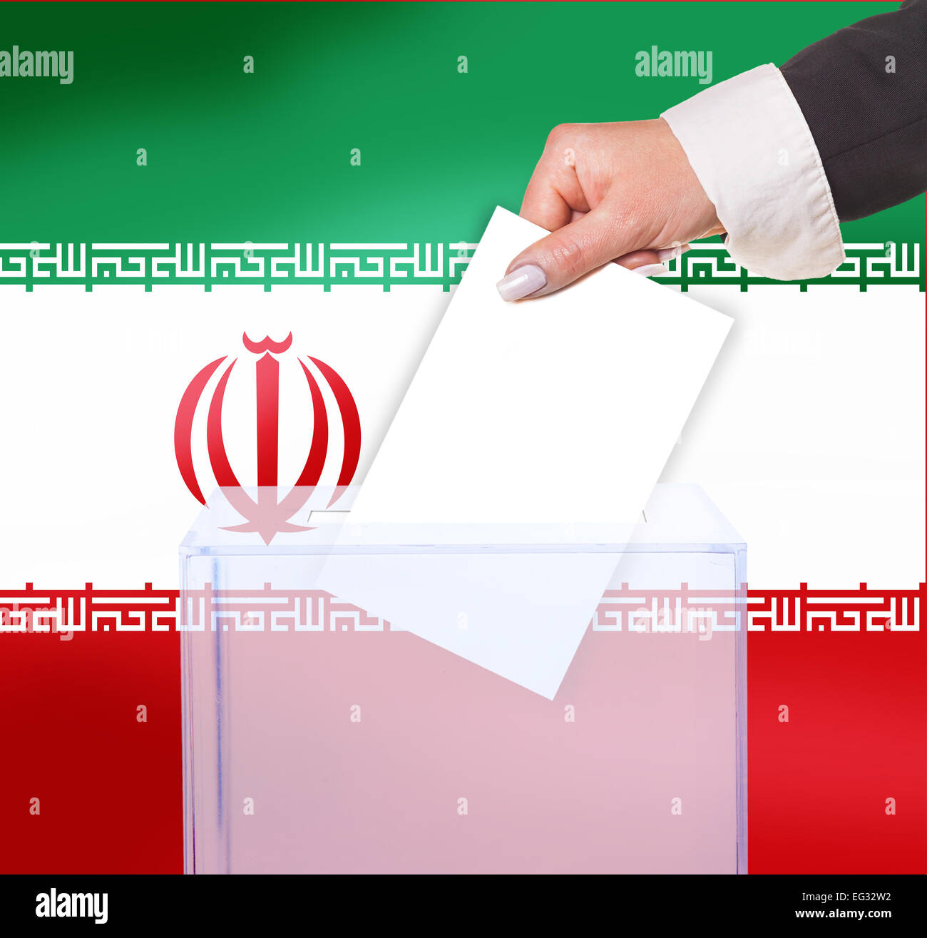 electoral vote by ballot, under the Iran flag Stock Photo - Alamy