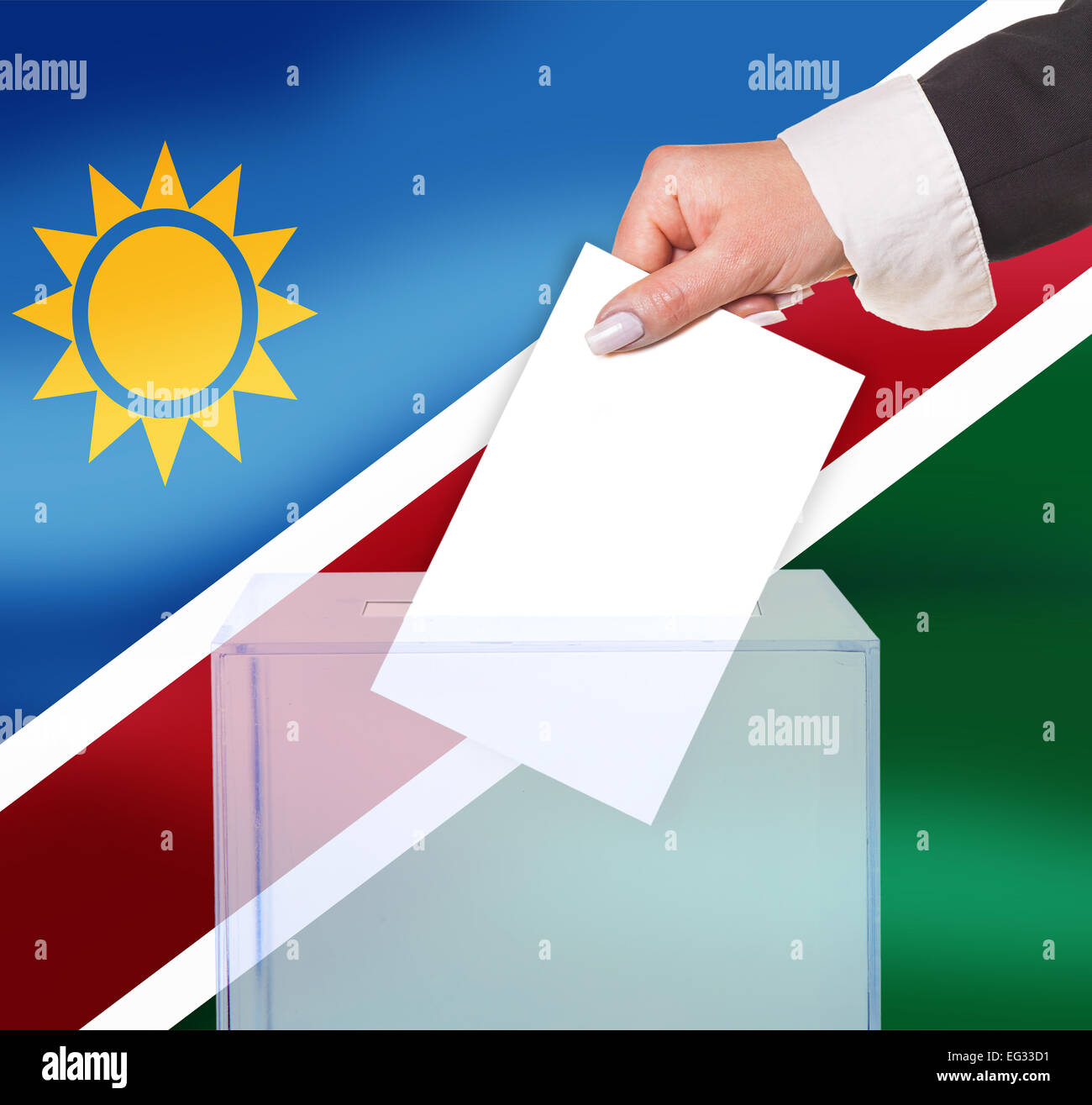 electoral vote by ballot, under the Namibia flag Stock Photo - Alamy