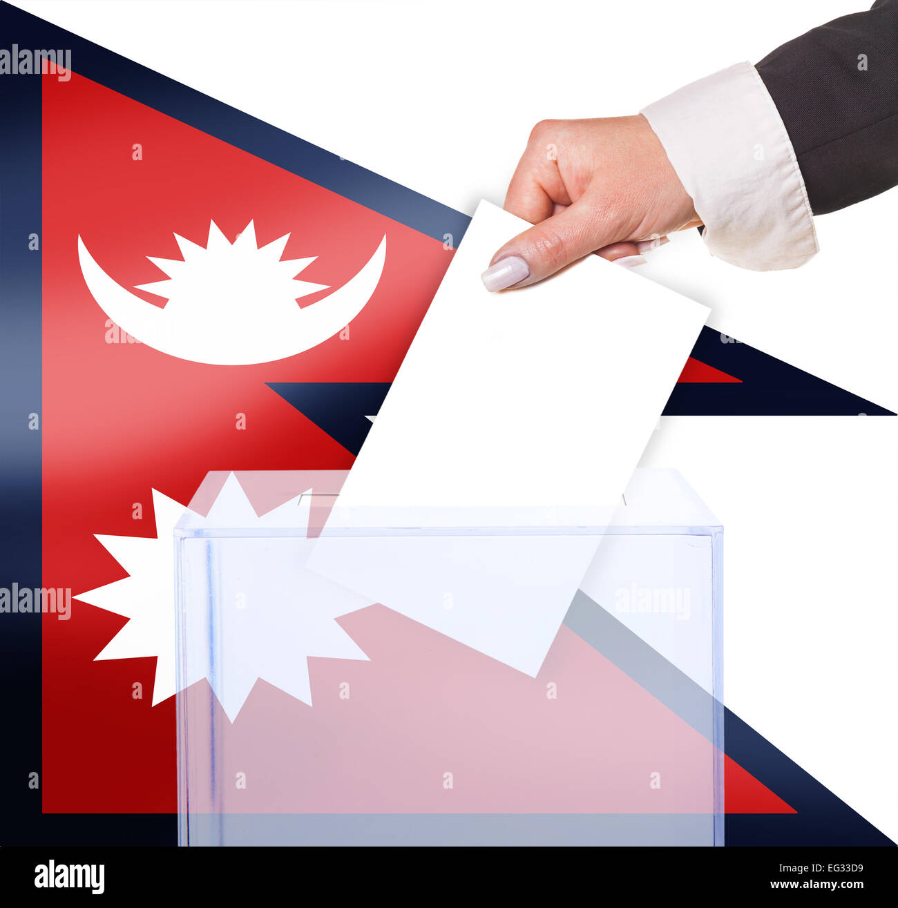 electoral vote by ballot, under the Nepal flag Stock Photo - Alamy