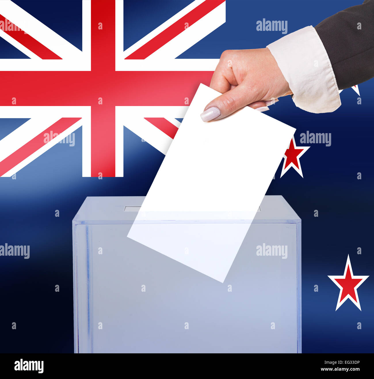 electoral vote by ballot, under the New Zealand flag Stock Photo - Alamy