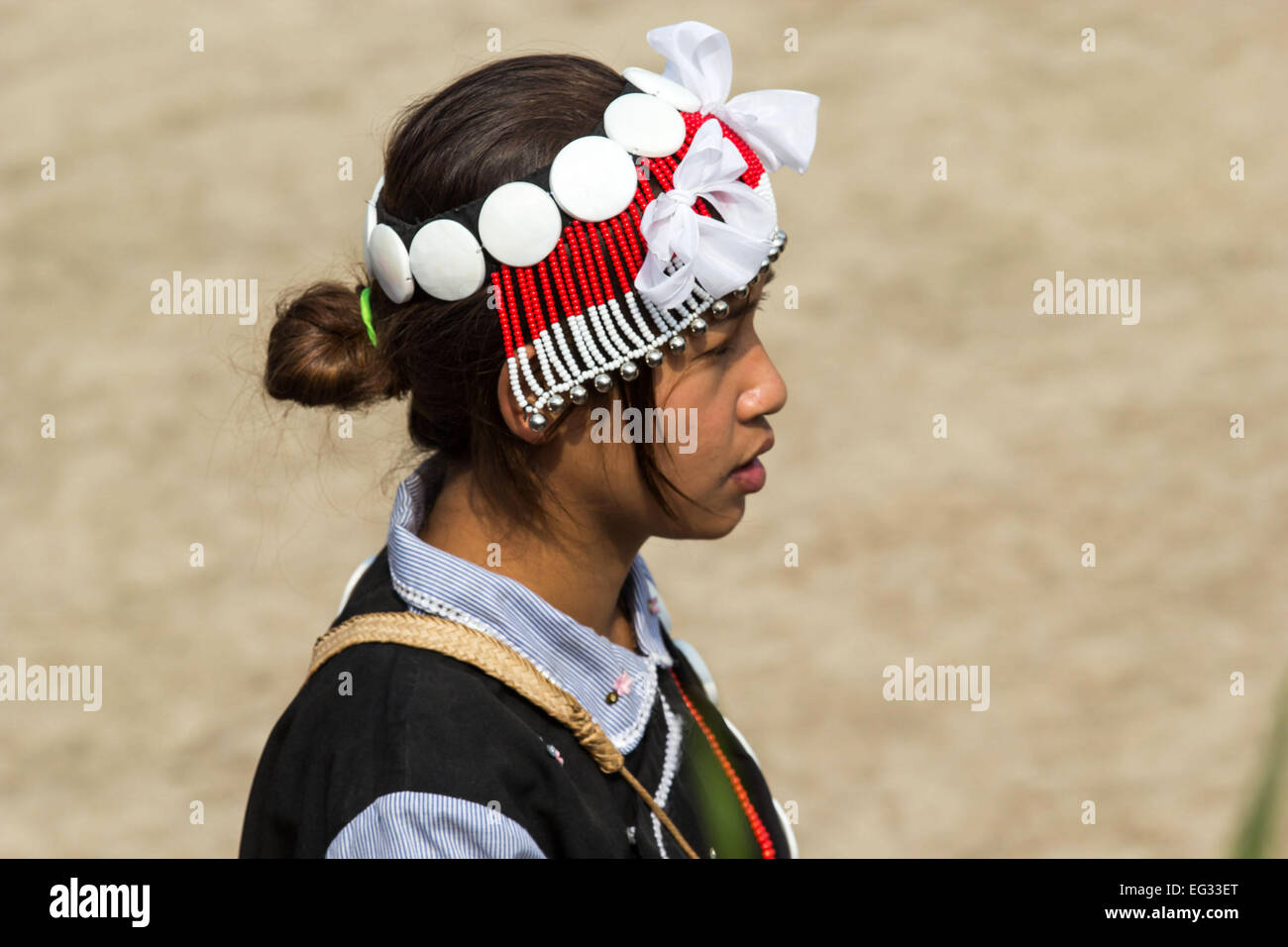 Sivasagar, Assam, India. 15th Feb, 2015. A Singpho tribal girl in ...