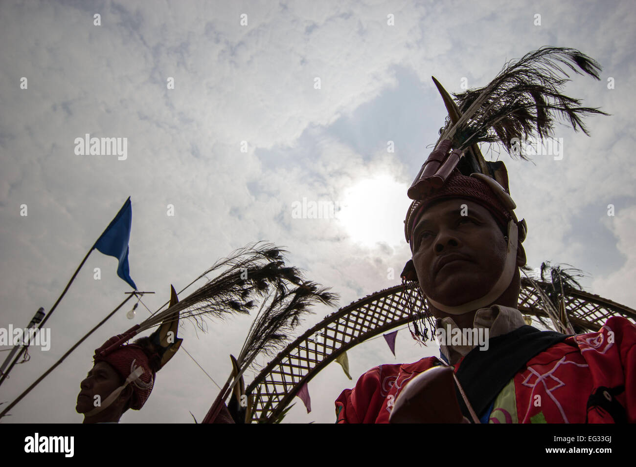 Sivasagar, Assam, India. 15th Feb, 2015. Singpho tribal men in their ...