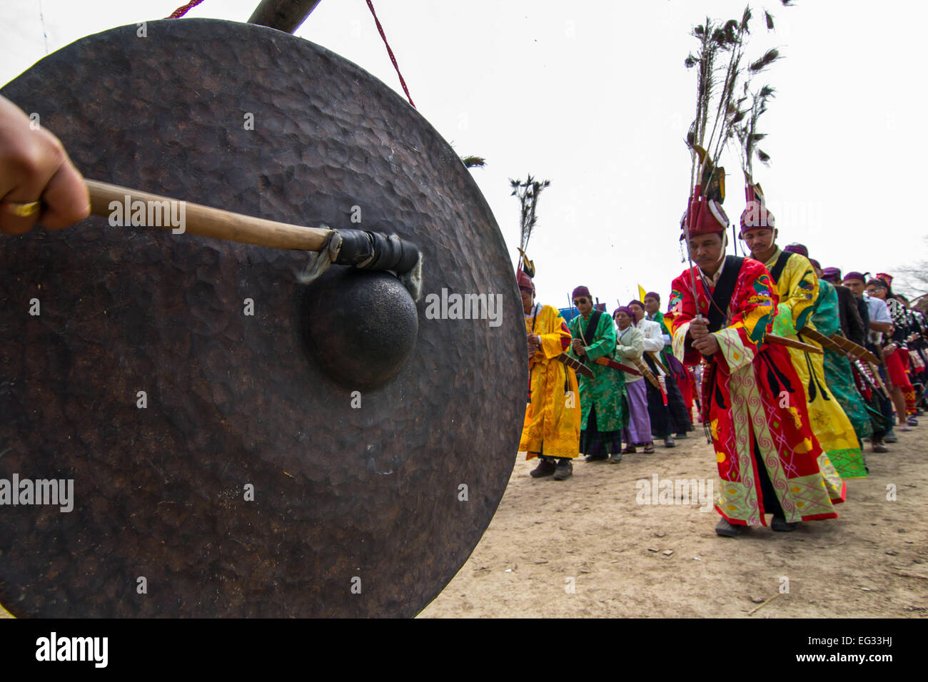 Sivasagar, Assam, India. 15th Feb, 2015. Singpho tribal men in their ...