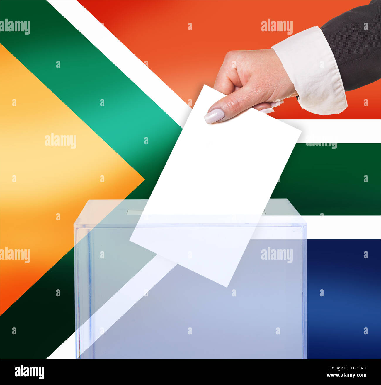 electoral vote by ballot, under the South Africa flag Stock Photo - Alamy