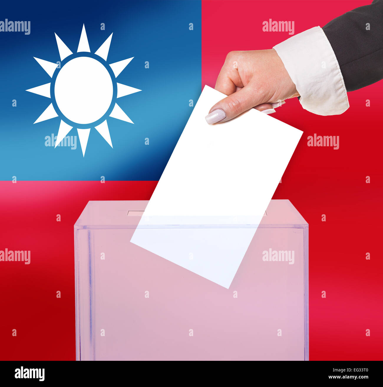 electoral vote by ballot, under the Taiwan flag Stock Photo - Alamy