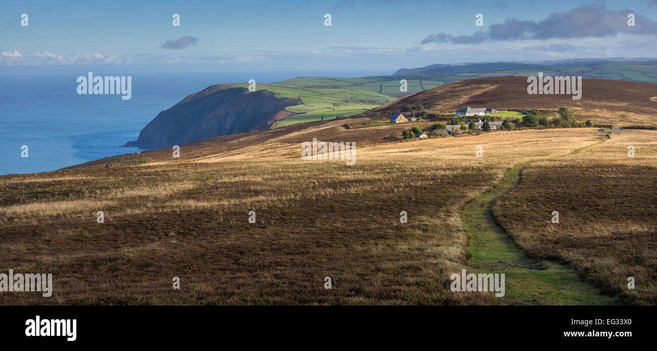 Panoramic image of the high cliffs raising above the sea in the norht ...