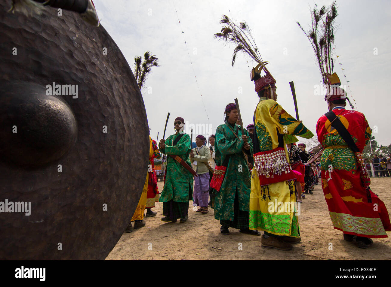Sivasagar, Assam, India. 15th Feb, 2015. Singpho tribal men in their ...