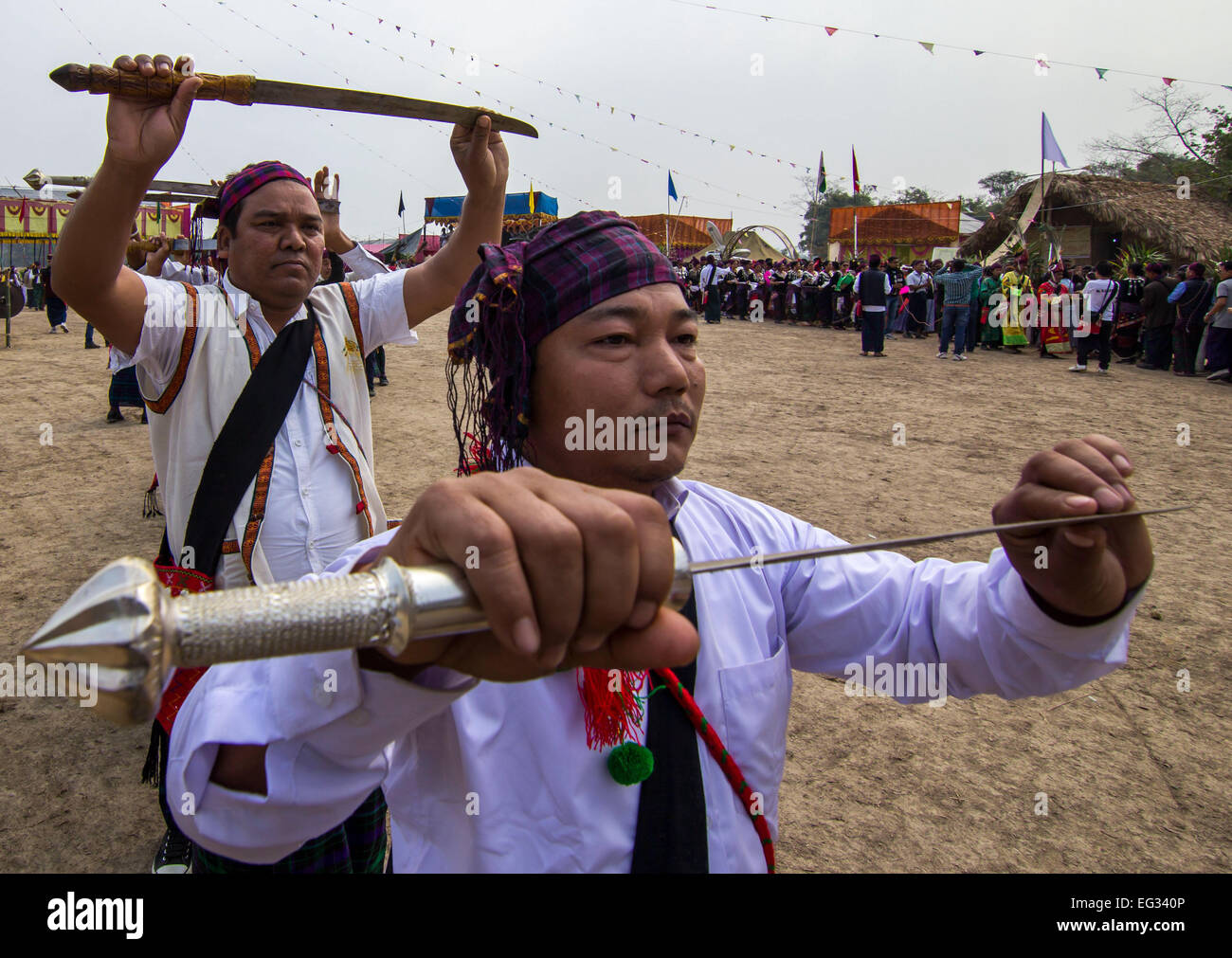 Sivasagar, Assam, India. 15th Feb, 2015. Singpho tribal men in their ...