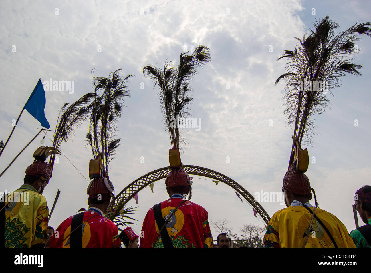 Sivasagar, Assam, India. 15th Feb, 2015. Singpho tribal men in their ...