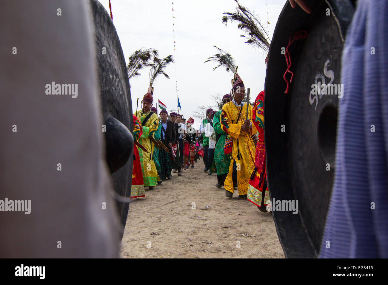 Sivasagar, Assam, India. 15th Feb, 2015. Singpho tribal men in their ...