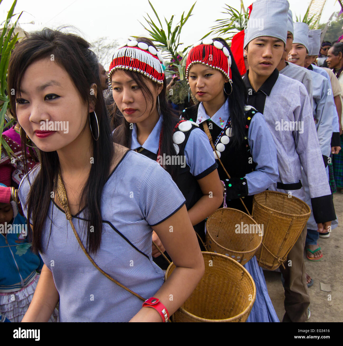 Sivasagar, Assam, India. 15th Feb, 2015. Singpho tribal women in their ...