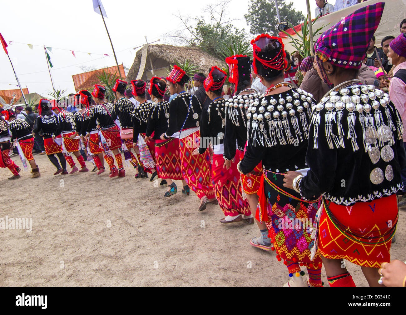Sivasagar, Assam, India. 15th Feb, 2015. Singpho tribal women in their ...