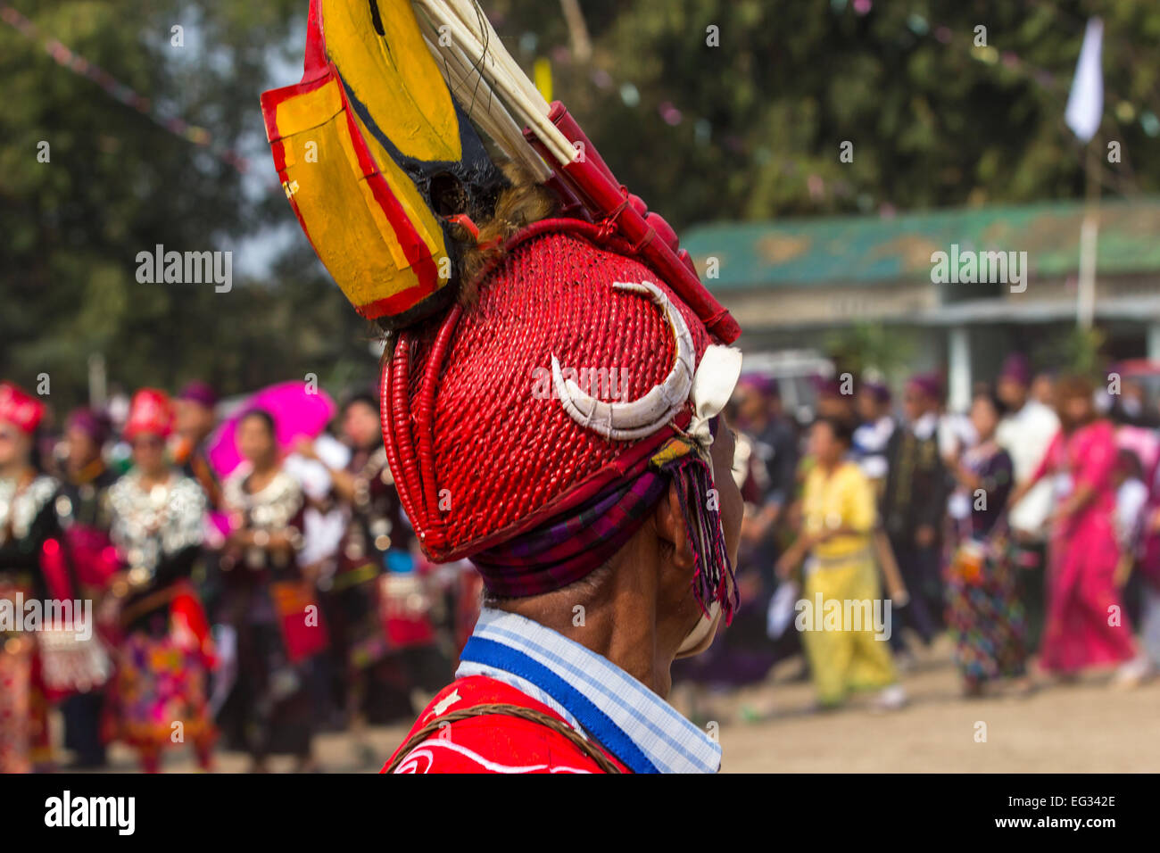 Sivasagar, Assam, India. 15th Feb, 2015. A Singpho tribal man in ...