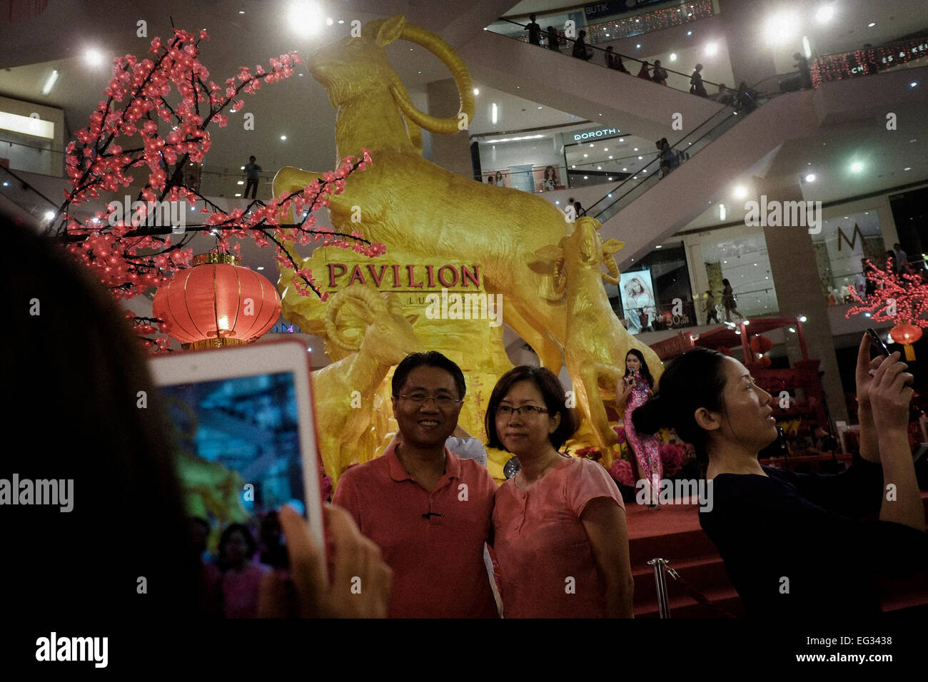 Goat sculpture decorated at the lobby of a shopping mall as attraction ...