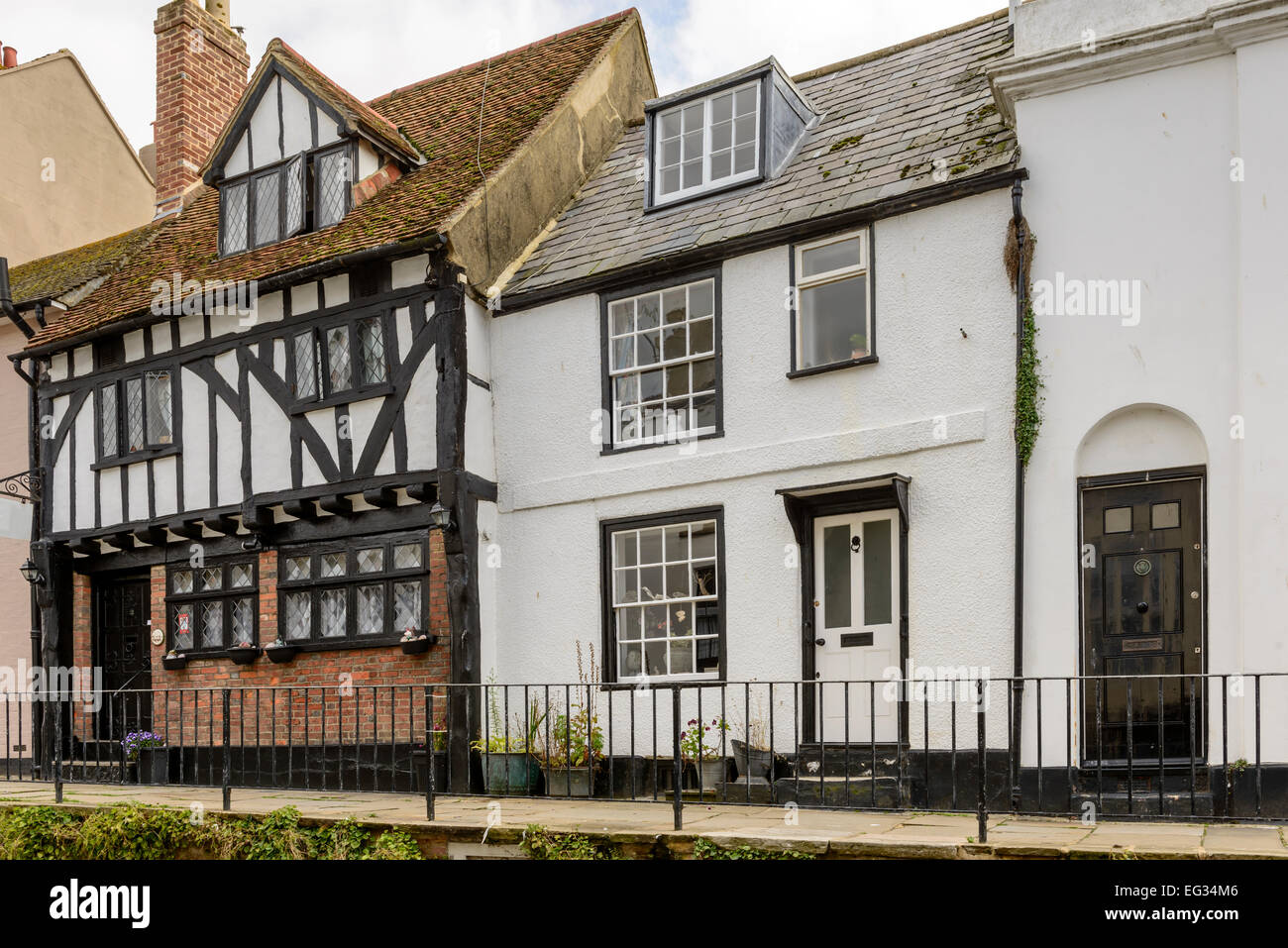 view of old houses in stone and wattle on a street in the historic ...