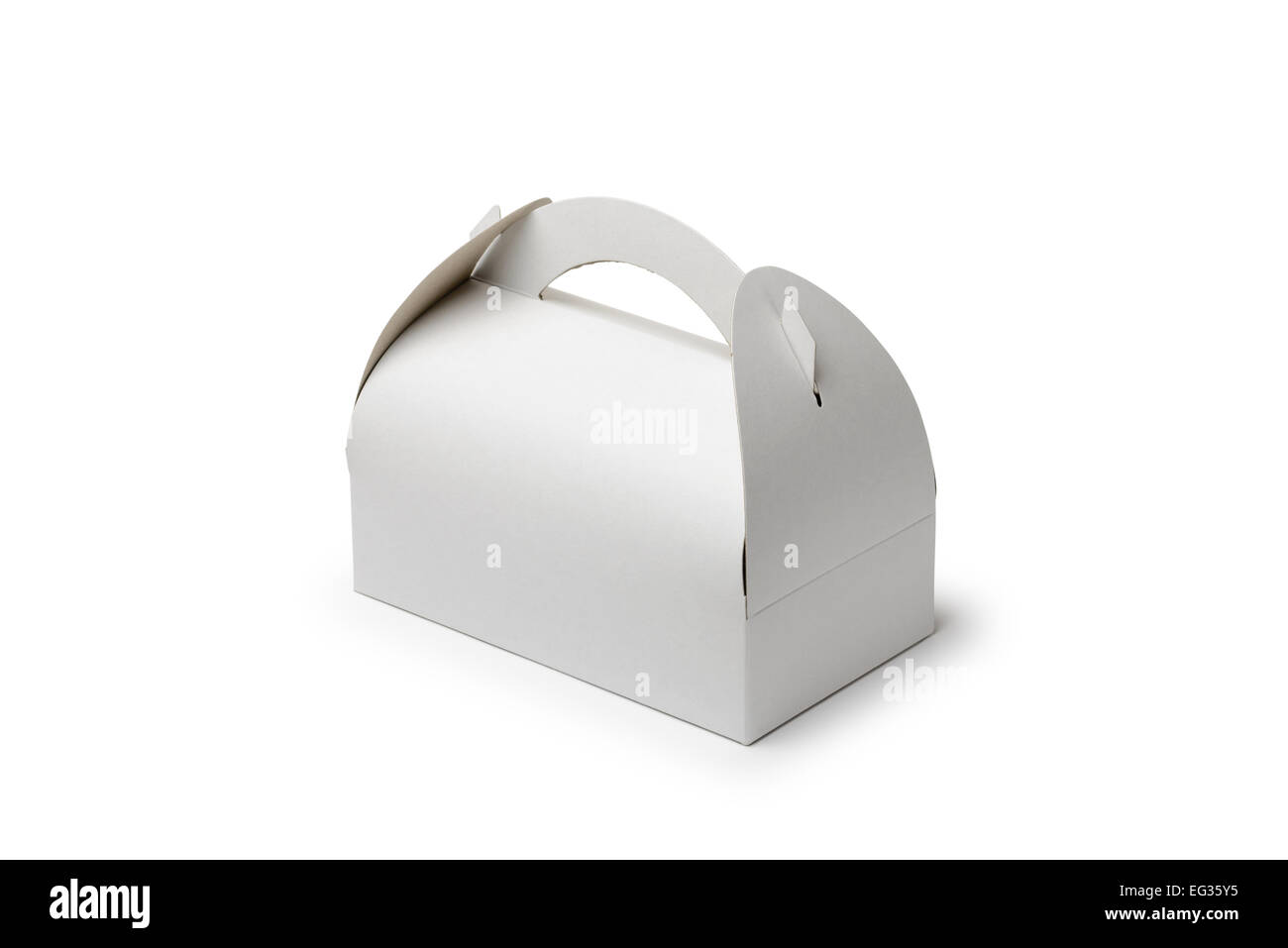 A closed cardboard pastry box isolated on white background. The box can ...