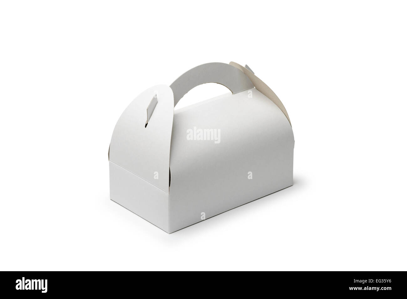 A closed cardboard pastry box isolated on white background. The box can ...