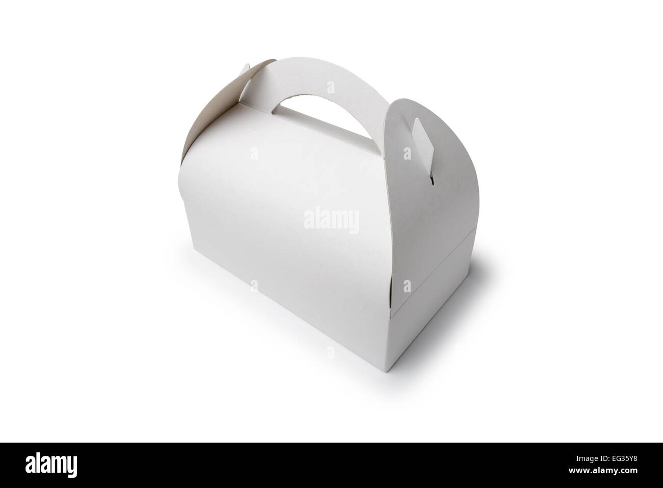 A closed cardboard pastry box isolated on white background. The box can ...