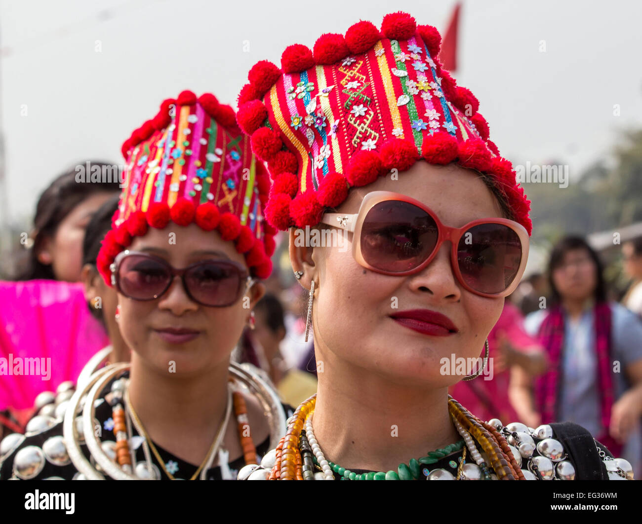 Sivasagar, Assam, India. 15th Feb, 2015. Singpho tribal women in ...