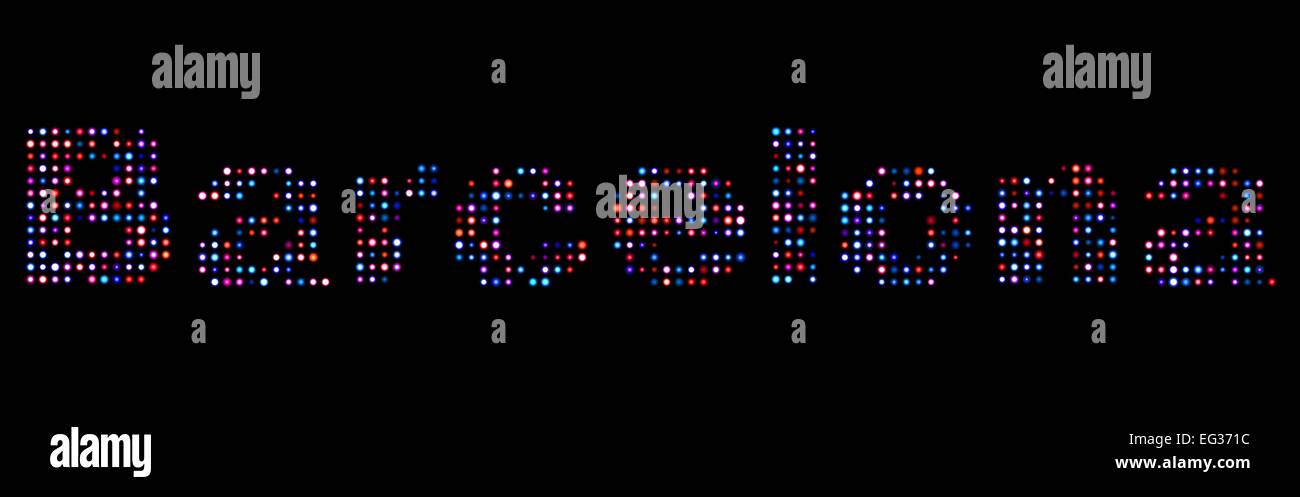 Barcelona led text Stock Photo - Alamy