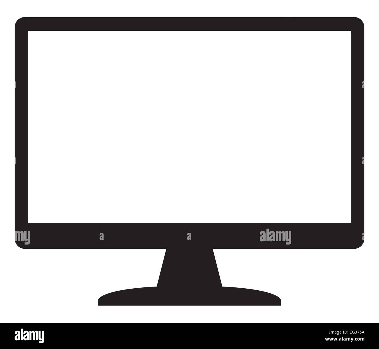 A computer screen silhouette with screen space isolated on a white ...