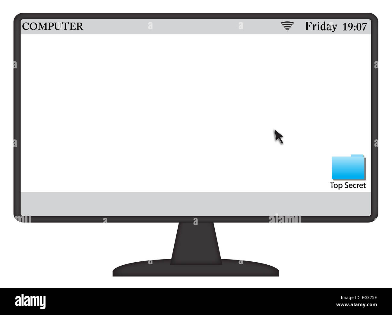 A computer screen with symbols and white space isolated on a white ...