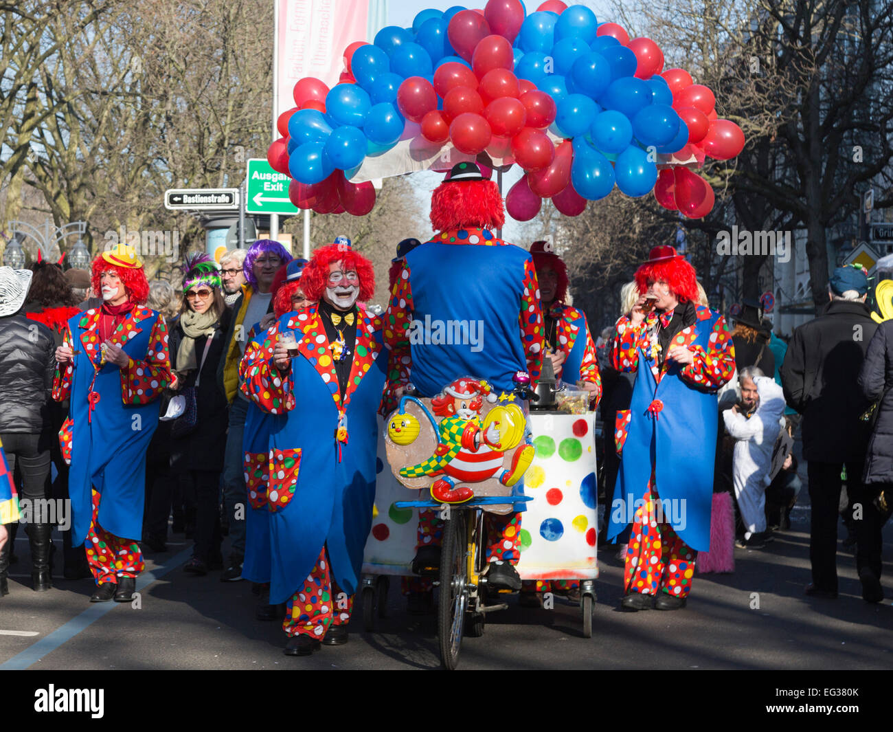 Düsseldorf, Germany. 15 February 2015. Clowns in Königsallee. Street ...