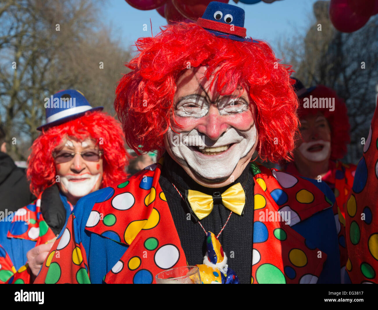 Düsseldorf, Germany. 15 February 2015. Clowns in Königsallee. Street ...