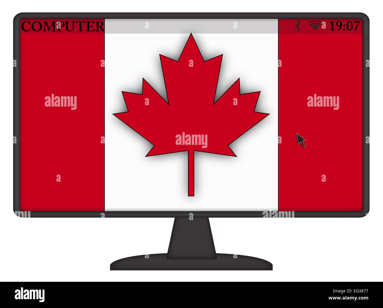 A mouse arrow or cursor on a Canadian computer screen isolated on a ...