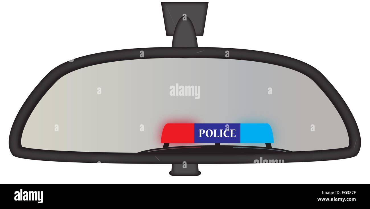 Police Lights In Rear View Mirror