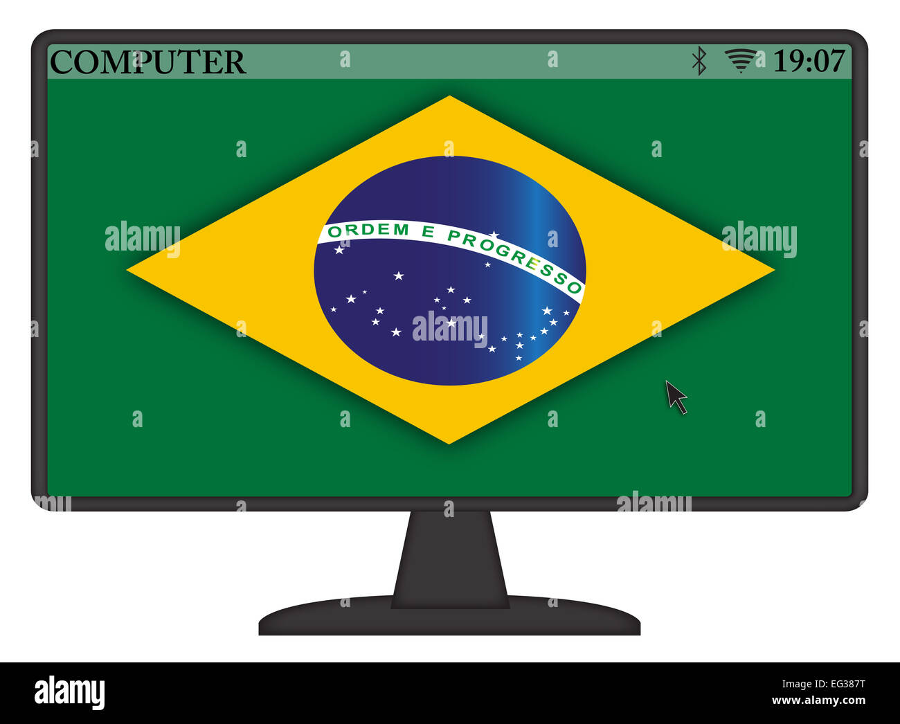 A mouse arrow or cursor on a Brazil computer screen isolated on a white ...