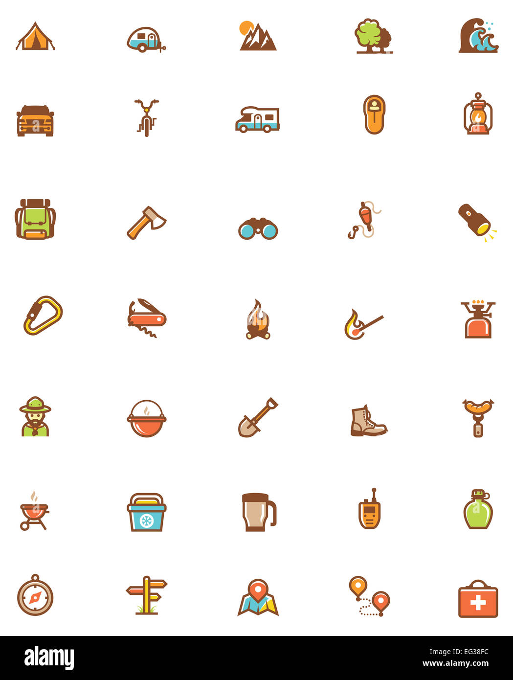 Illustration camping hiking icon Cut Out Stock Images & Pictures - Alamy