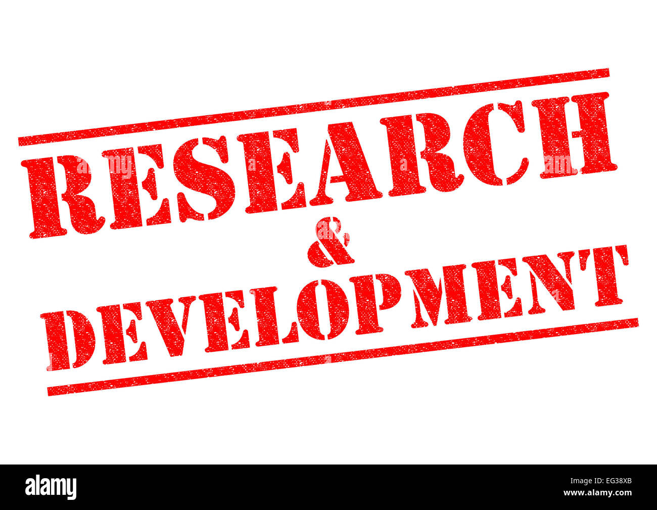RESEARCH AND DEVELOPMENT red Rubber Stamp over a white background Stock ...