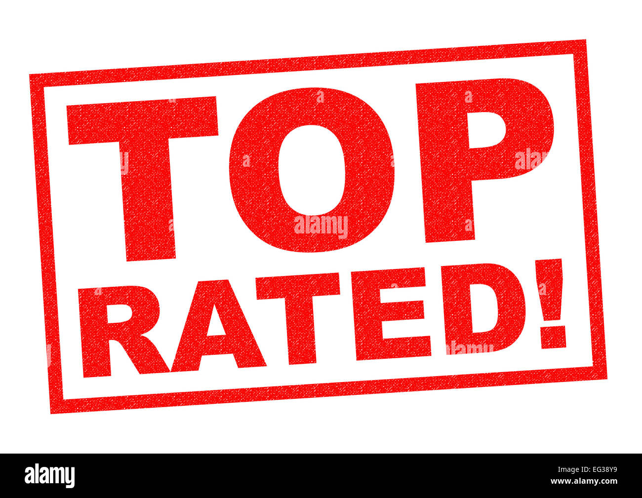 TOP RATED red Rubber Stamp over a white background Stock Photo - Alamy