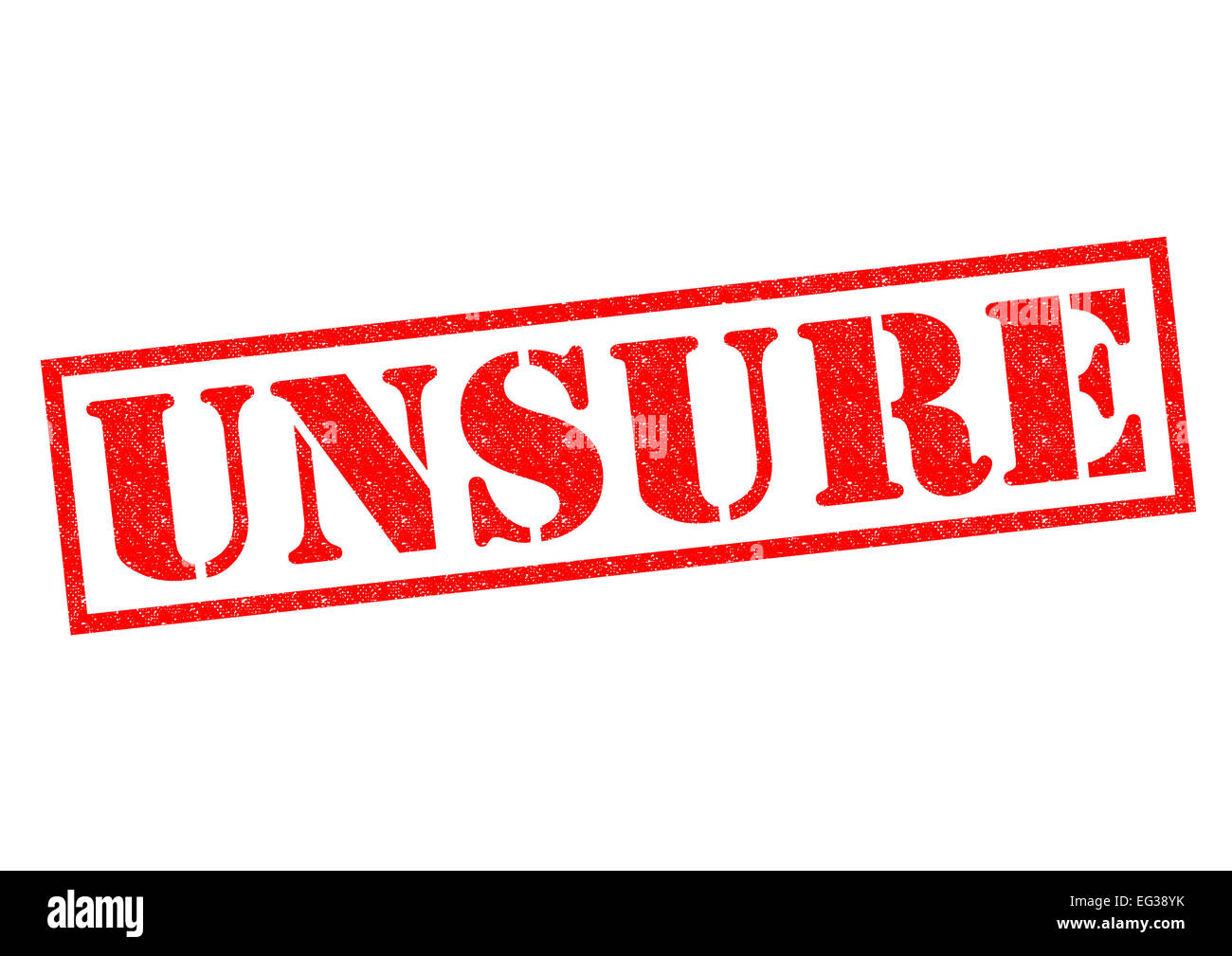 UNSURE red Rubber Stamp over a white background Stock Photo - Alamy