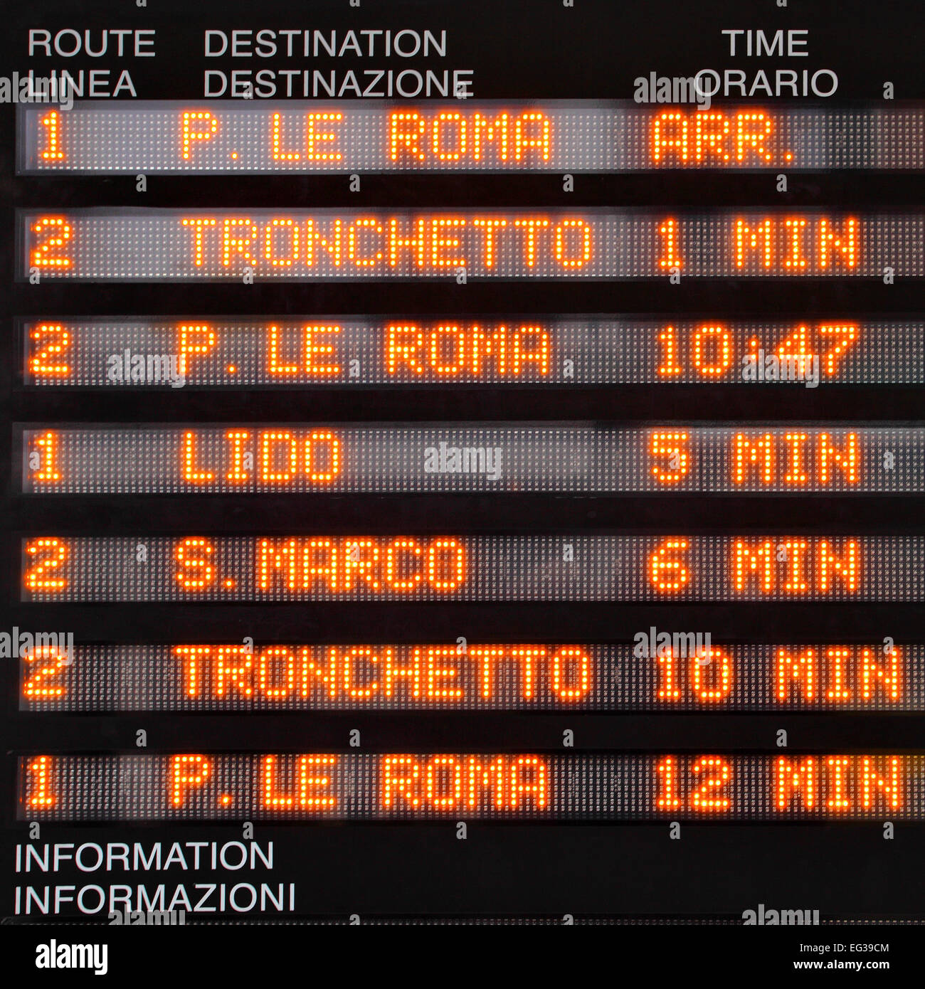 Bus timetable board hi-res stock photography and images - Alamy