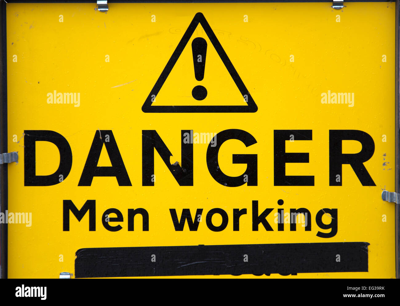 Danger Men Working Sign Stock Photo - Alamy
