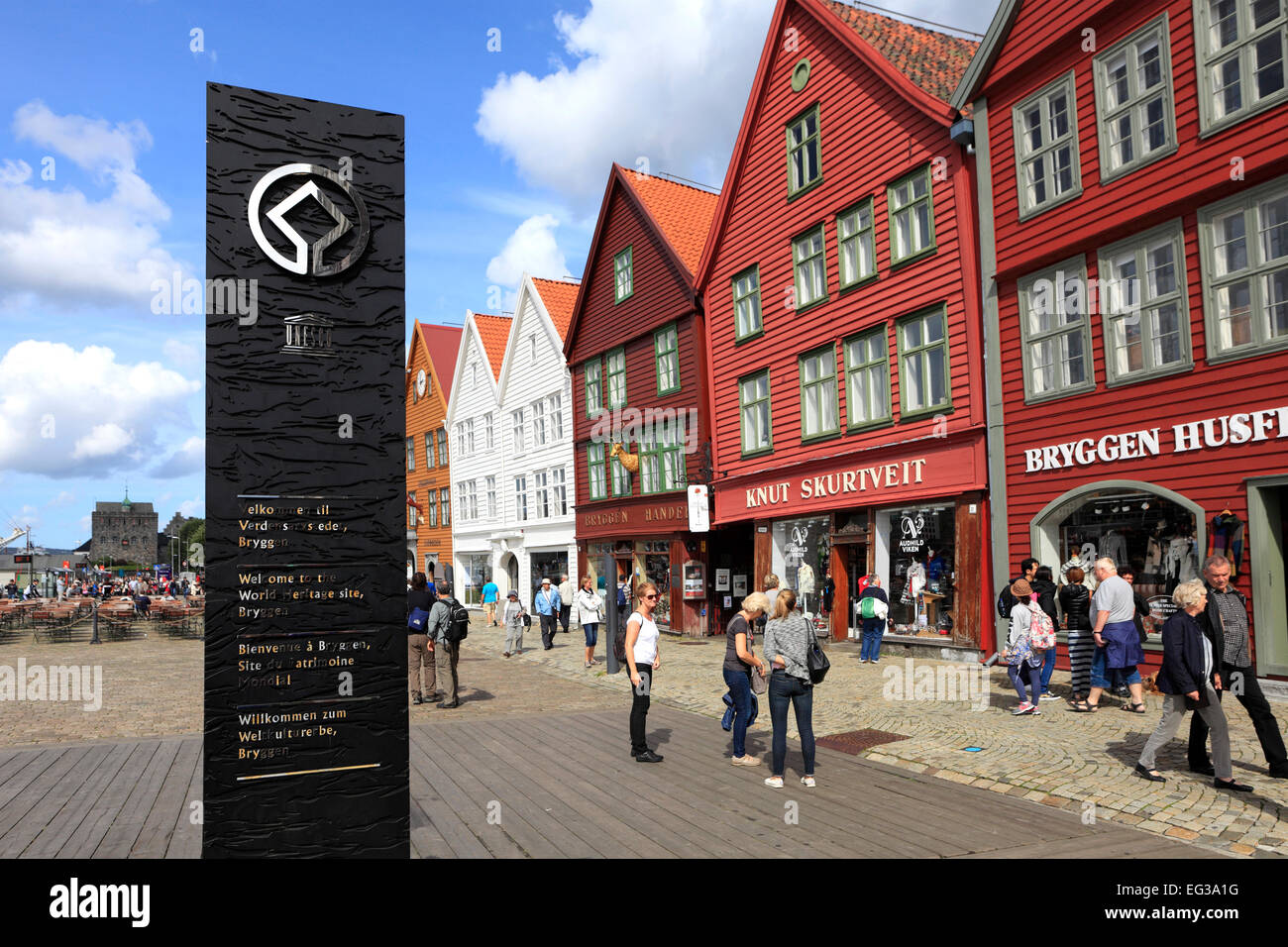 Old wooden Hanseatic buildings forming part of the Bryggen, a UNESCO ...