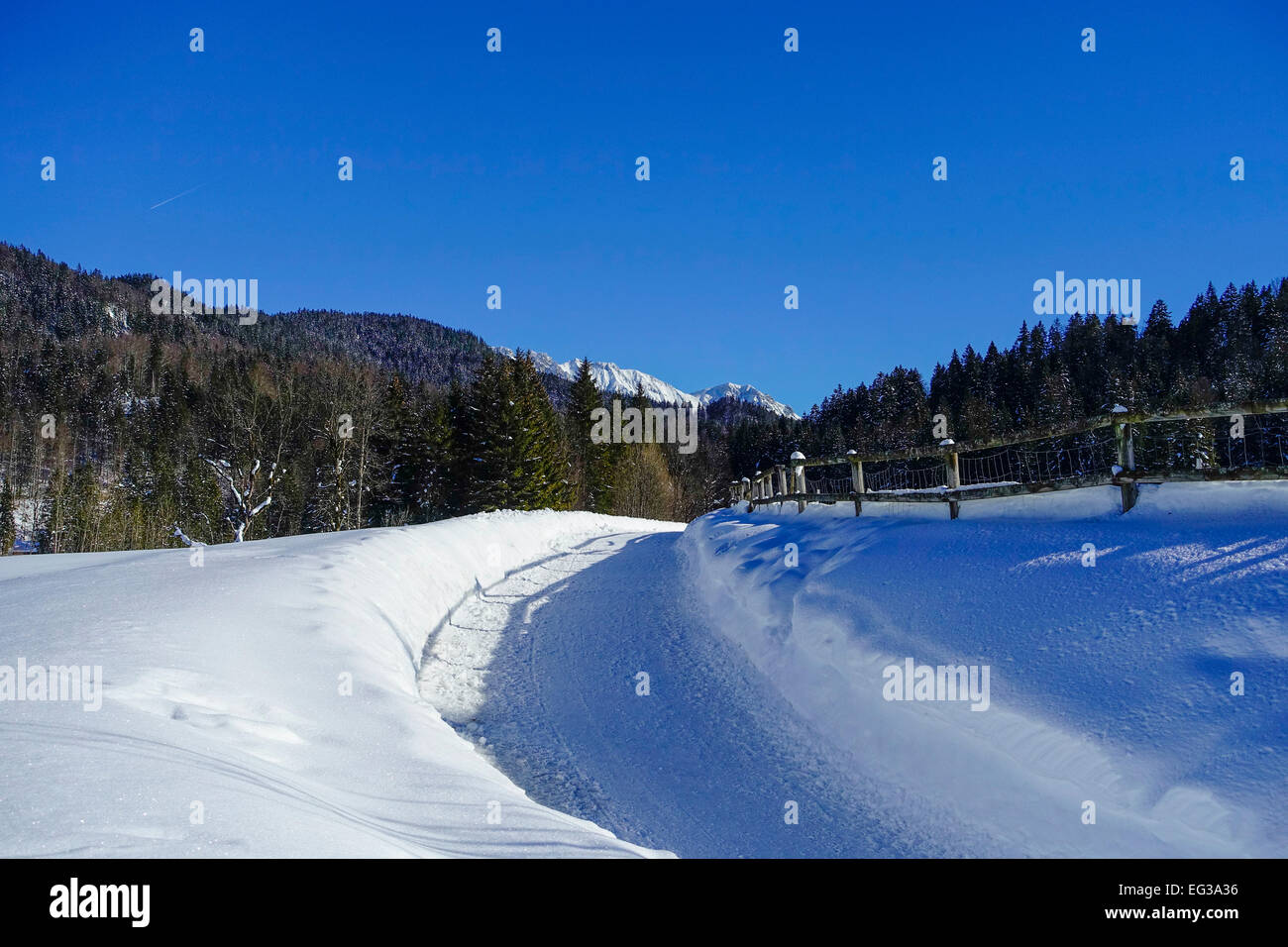 Snow landscape at Elmau, Upper Bavaria, Bavaria, Germany, Europe Stock ...