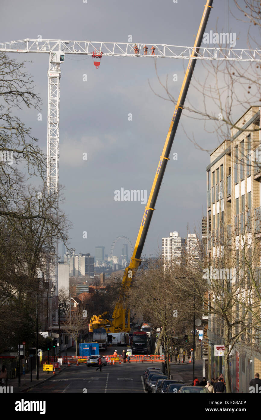 The erection of a crane that will construct the King's College Hospital ...